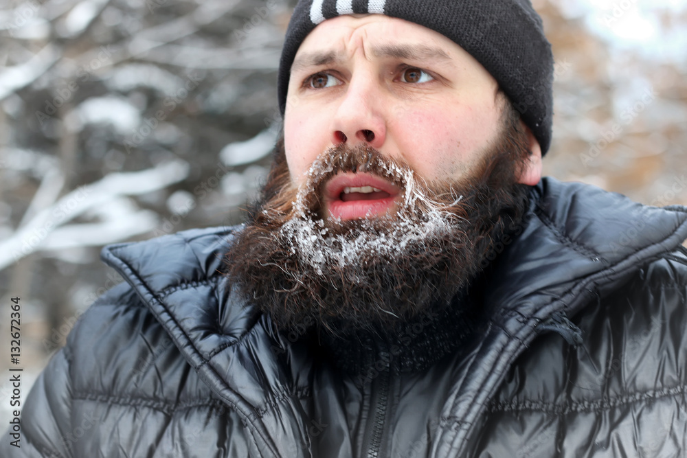 bearded man hat winter Stock Photo | Adobe Stock