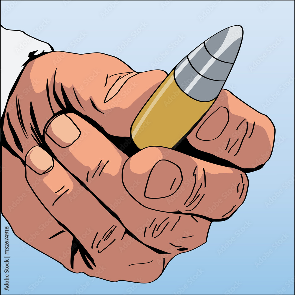 Vector comic book style hand holding large bullet Stock Vector | Adobe ...