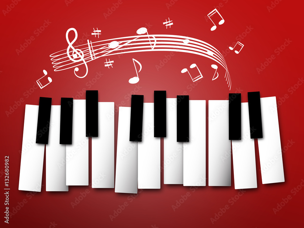 Piano Keys. Music Notes and Staff. Abstract Background. Stock Vector ...