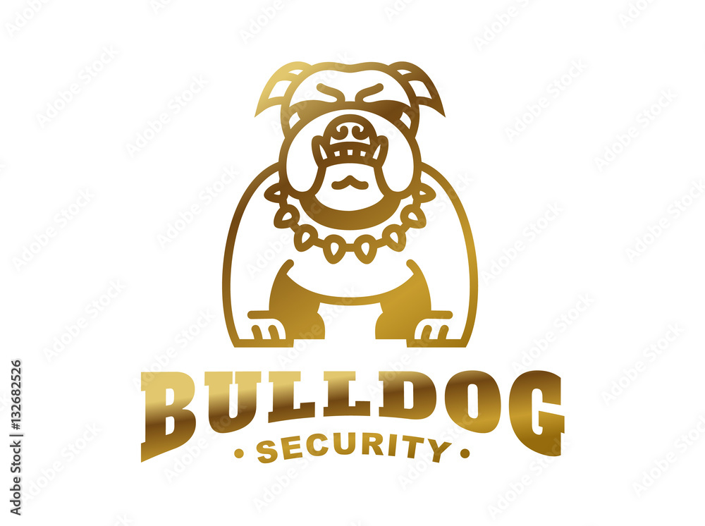 Bulldog logo - vector illustration, golden emblem Stock Vector | Adobe ...