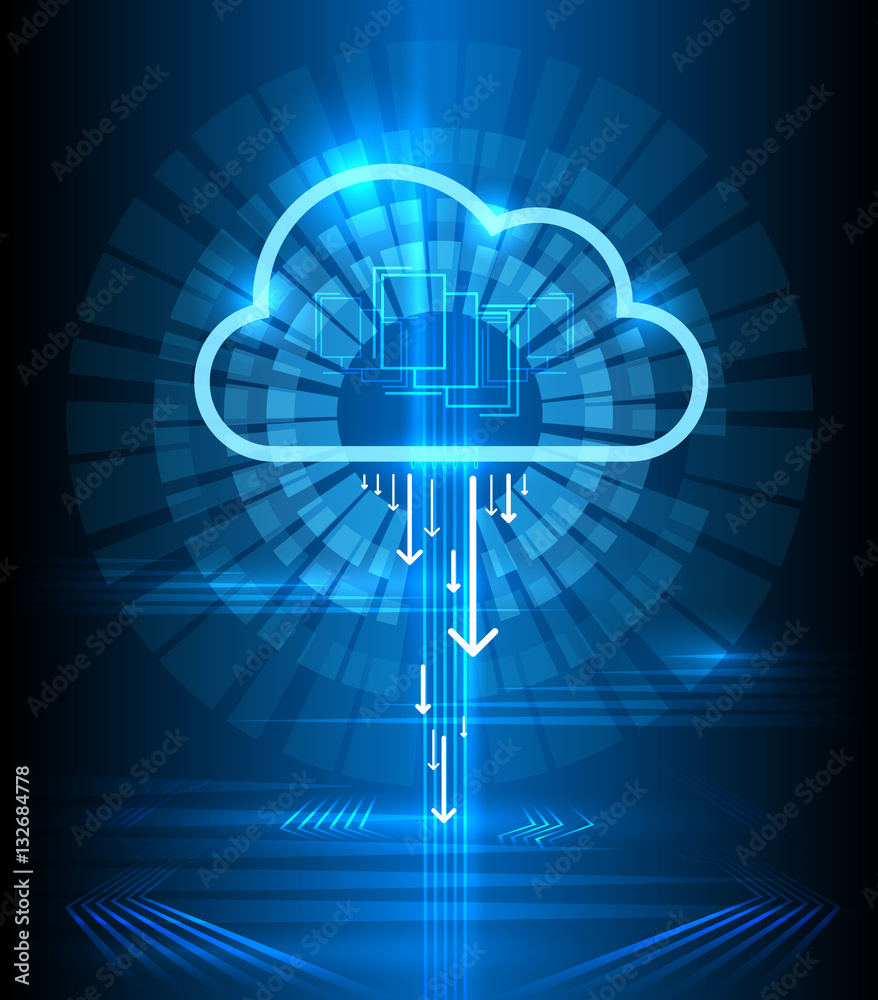 Cloud technology modern blue vector background. Clouds computing ...