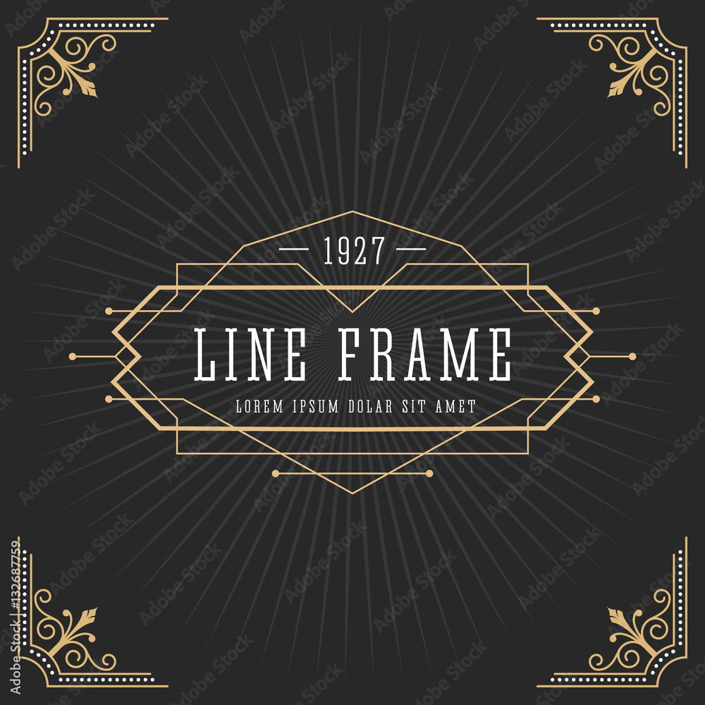 Vintage line frame design for labels, banner, logo, emblem, apparel, t ...