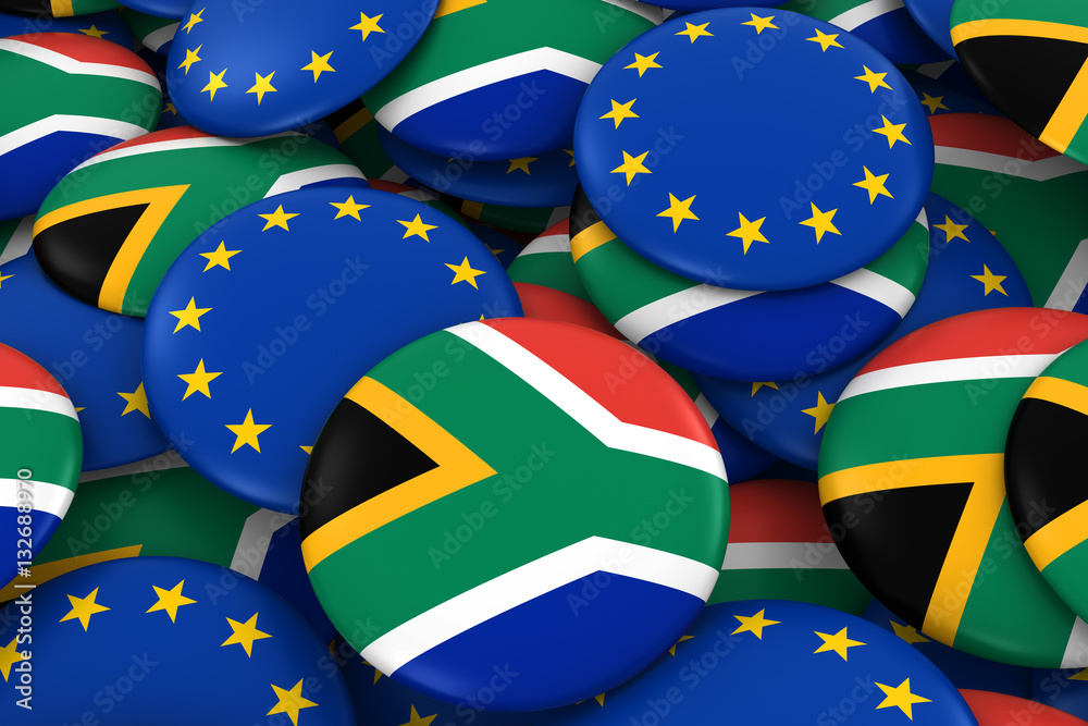 South Africa and Europe Badges Background - Pile of South African and ...