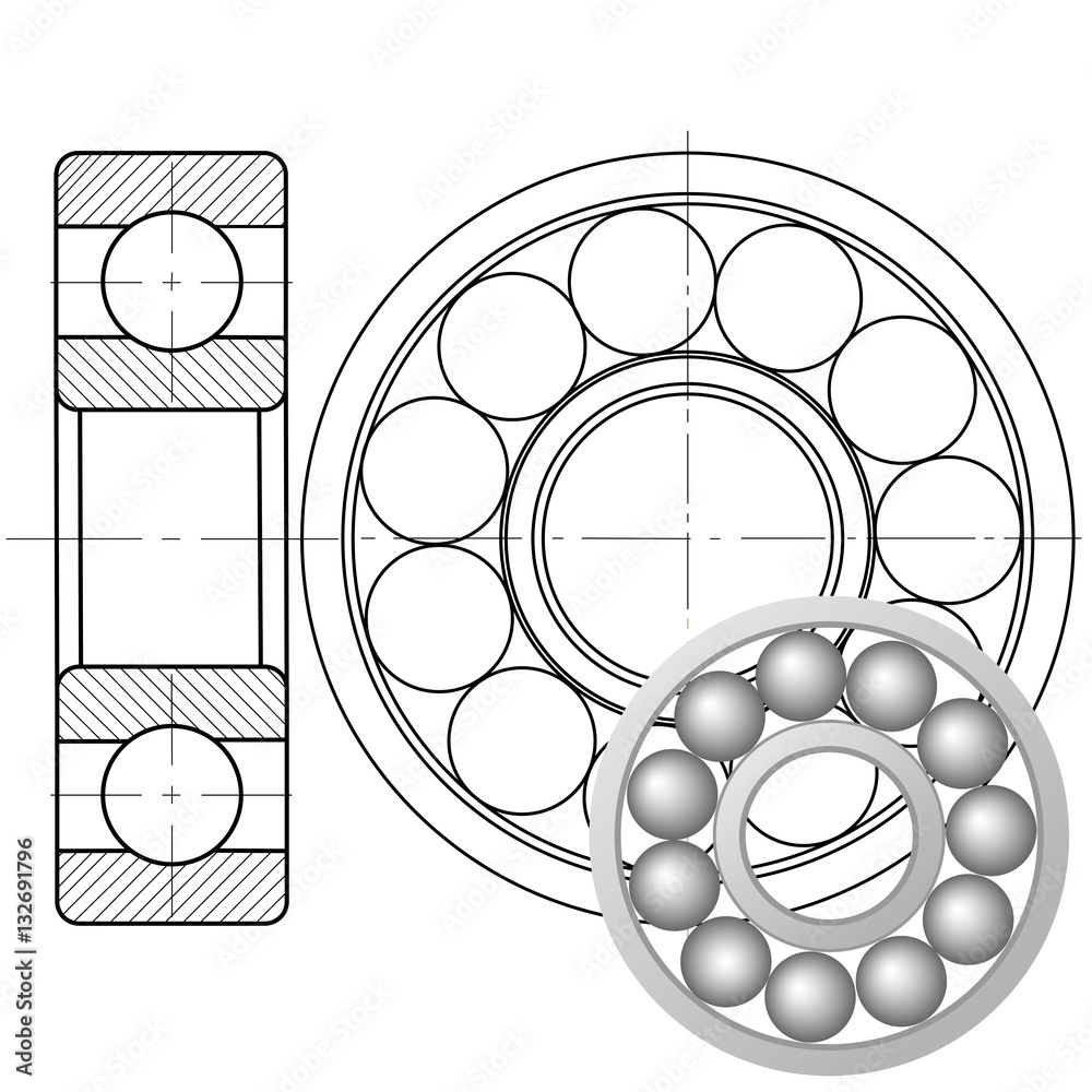 Design element of a mechanical bearing. Vector line icon template.You ...