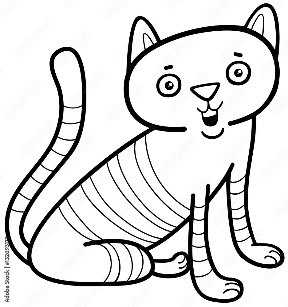 cat character coloring page Stock Vector | Adobe Stock