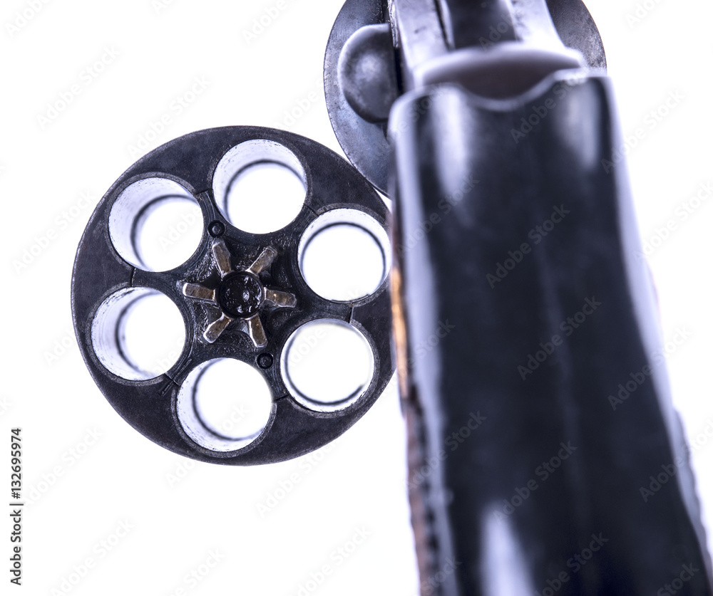 38 Caliber Revolver Pistol Loaded Cylinder Gun Barrel Close Up P Stock ...