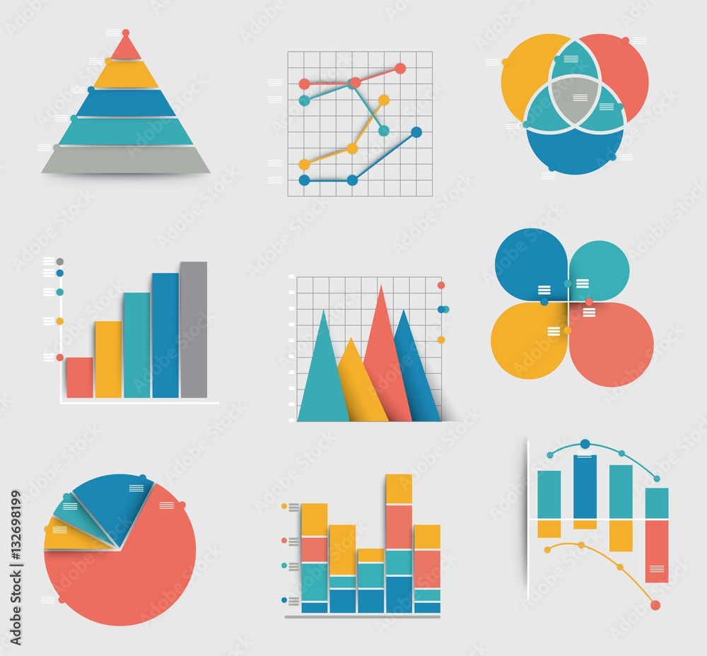 Collection of different diagram icons Stock Vector | Adobe Stock