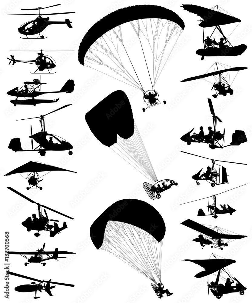 autogyro and ultralight plane vector silhouette Stock Vector | Adobe Stock