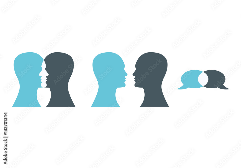 Man head silhouette vector. Vector illustration of talking heads. Set ...