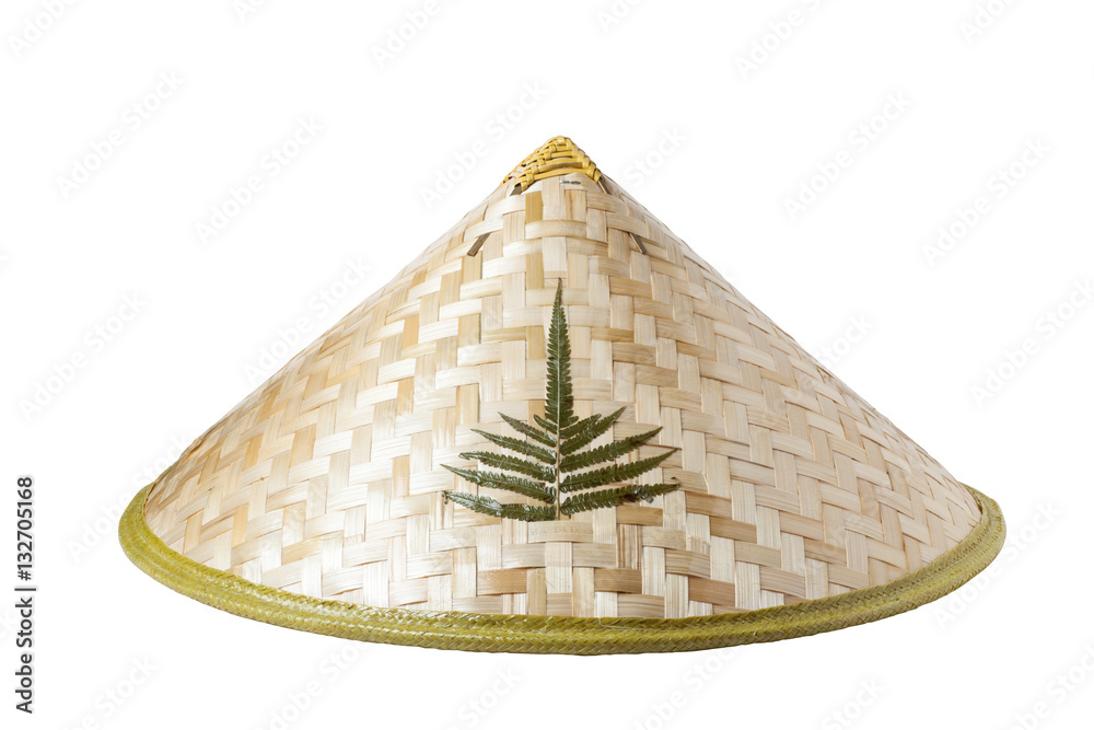 bamboo conical hat isolated on white background Stock Photo | Adobe Stock