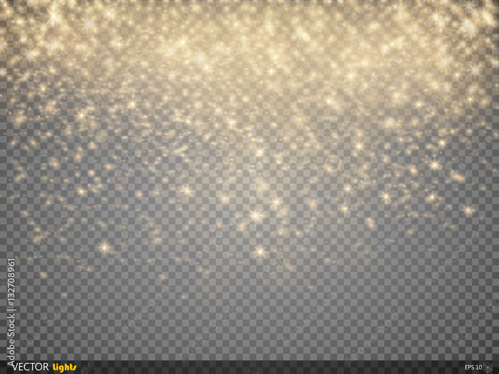 Vector gold glitter particles background effect for luxury greeting ...