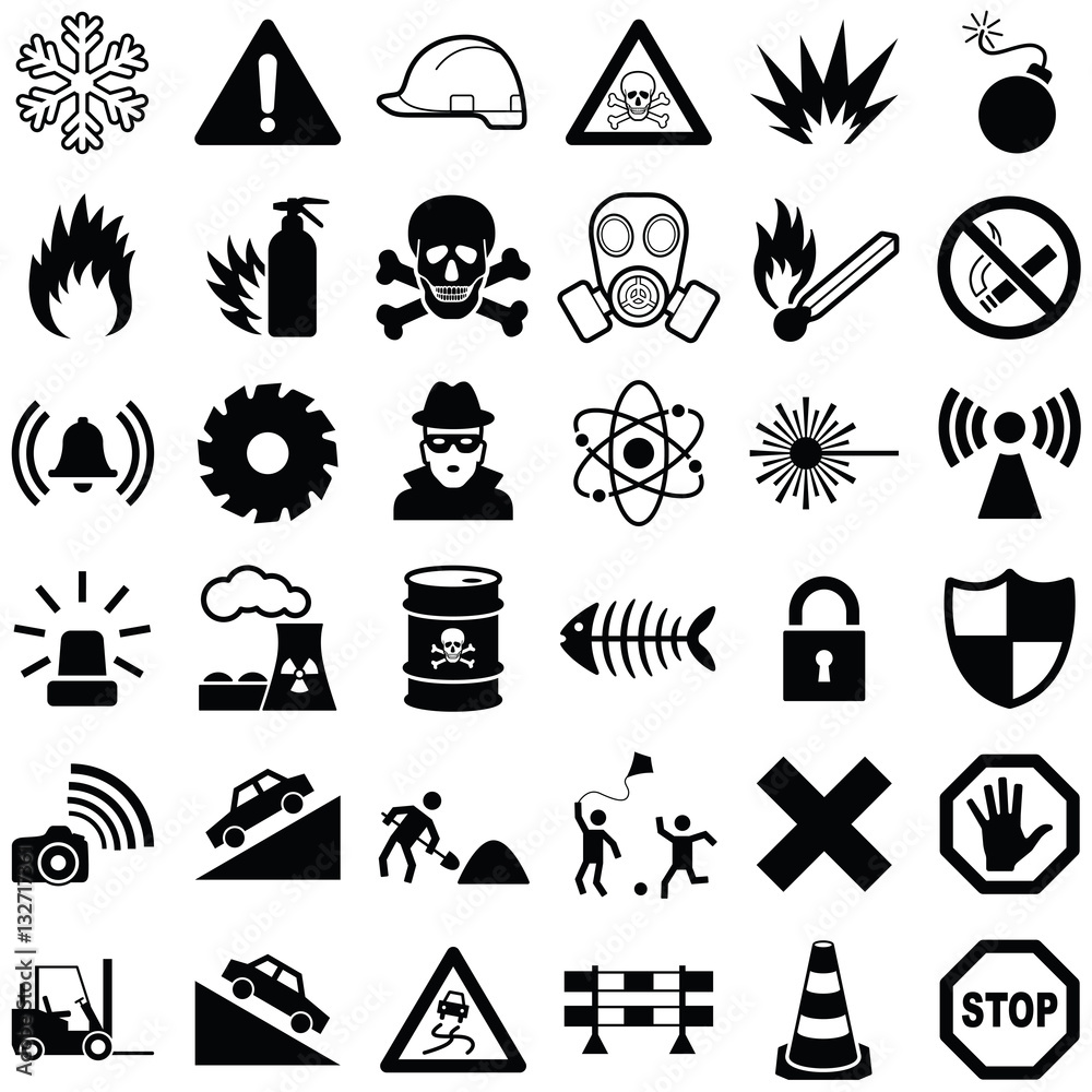 Danger and Warning icon collection - vector illustration Stock Vector ...