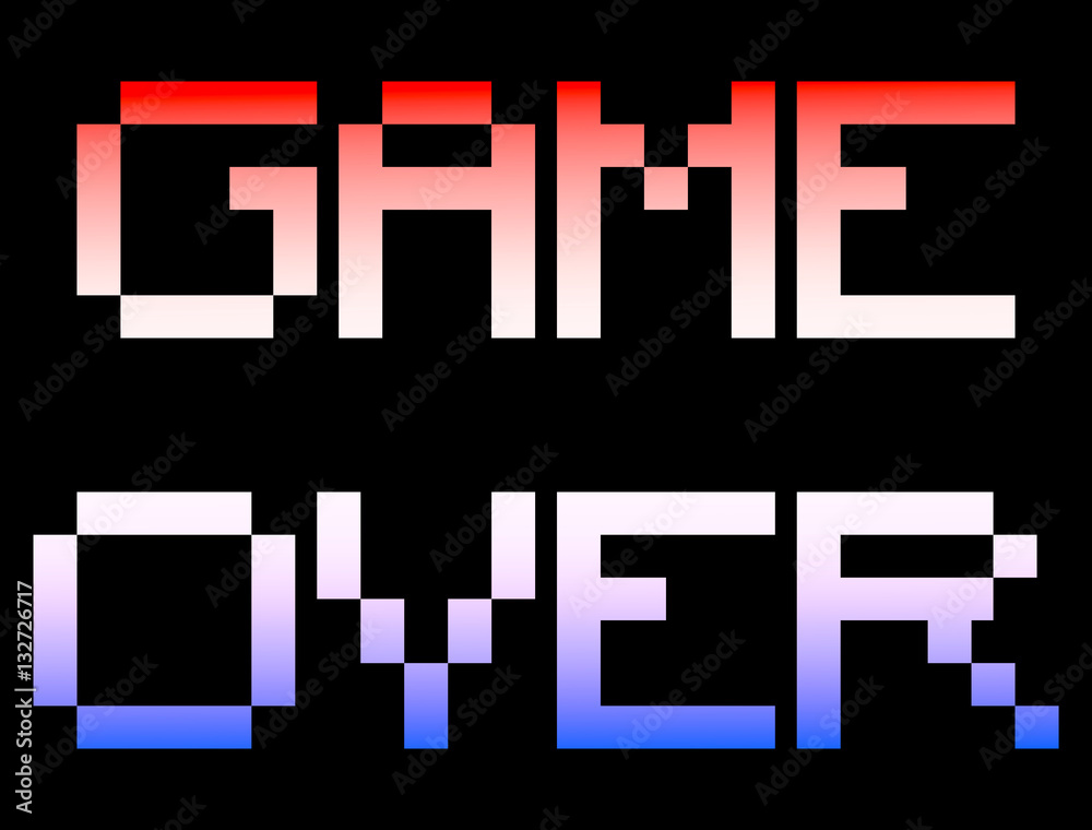 A huge Game Over screen in 8-bit retro style. Stock Illustration ...
