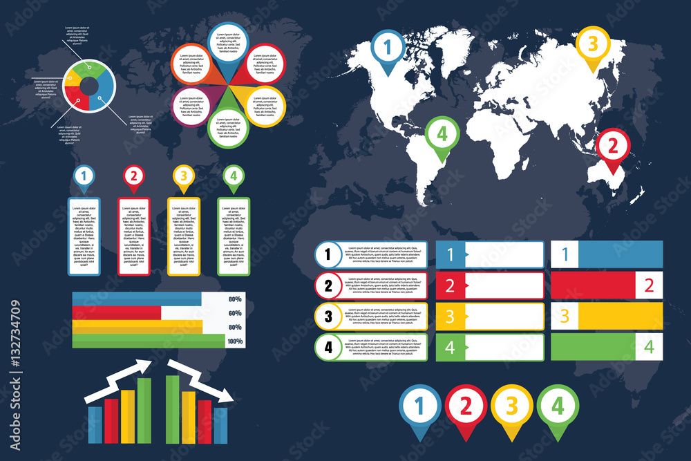 Infographic of World with map for business and presentation Stock ...