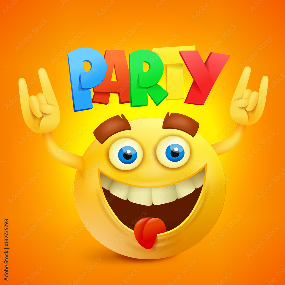 Happy Smiley Emoticon Yellow Face. Party Concept icon Stock ...