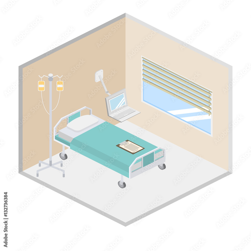 Isometric hospital design interior vector illustration Stock Vector ...
