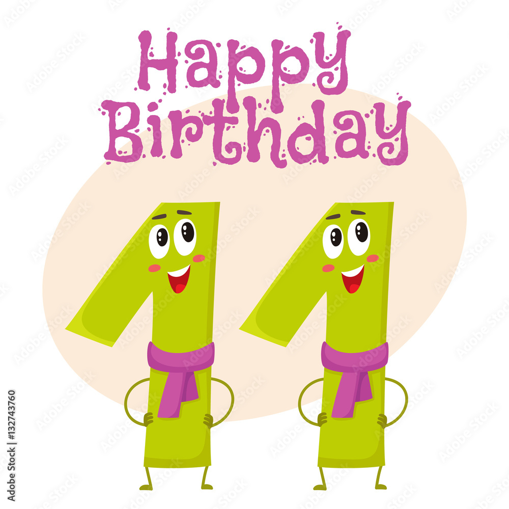 Happy birthday vector greeting card, poster, banner design with cute ...