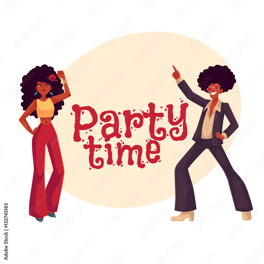 70s Black Man With Afro Clip Art