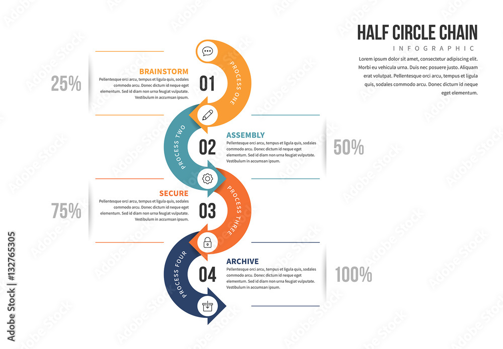 Half Circle Chain Infographic 1 Stock Template | Adobe Stock