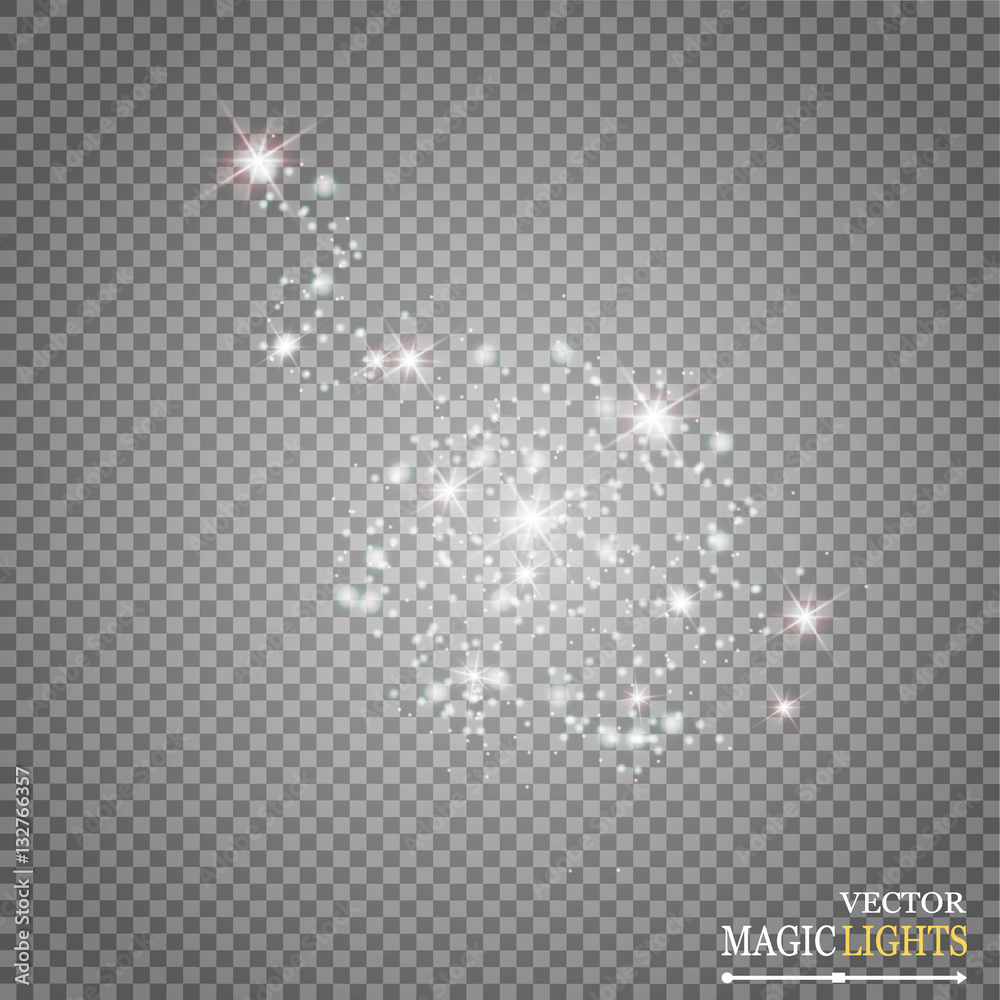 Vector white glitter abstract illustration. White star dust trail ...