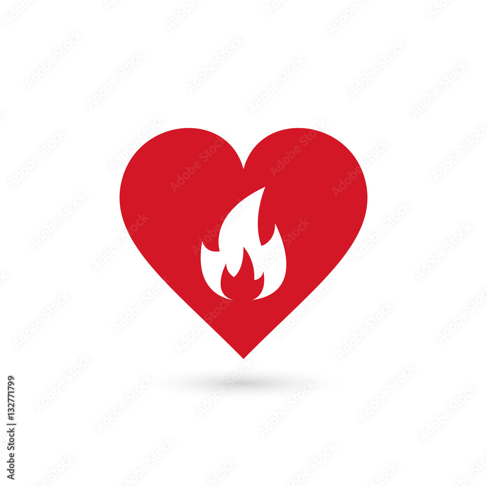 heart in fire symbol, vector Stock Vector | Adobe Stock