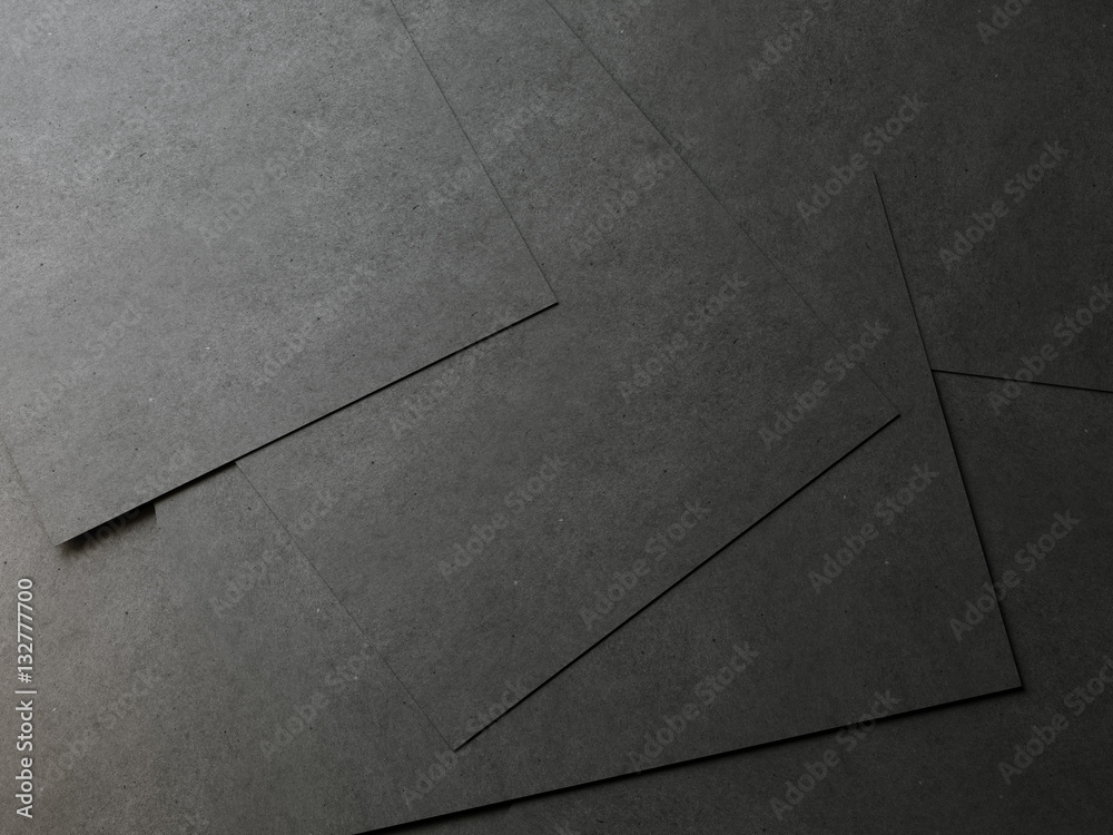 Pile of black blank paper sheets. 3d rendering Stock Illustration ...