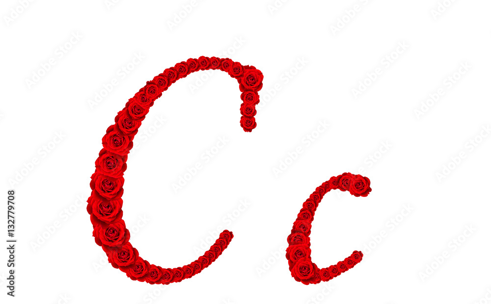 Rose alphabet - Alphabet letter C and c made from red rose bloss Stock ...