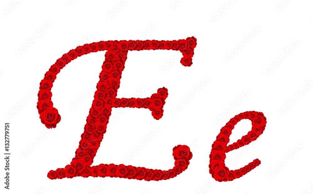 Rose alphabet - Alphabet letter E and e made from red rose bloss Stock ...