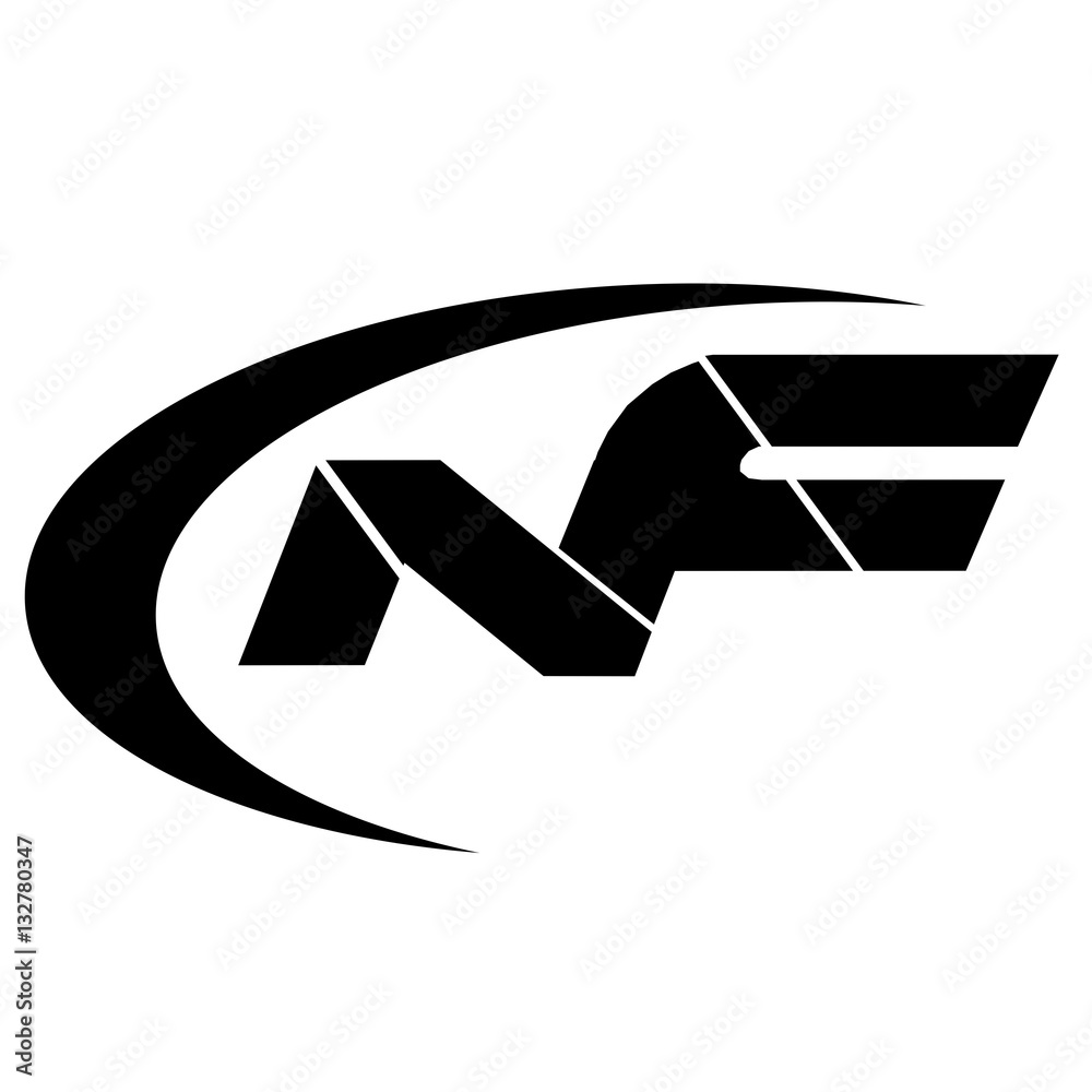 Vector initial letter NF logo icon black color design template Stock ...
