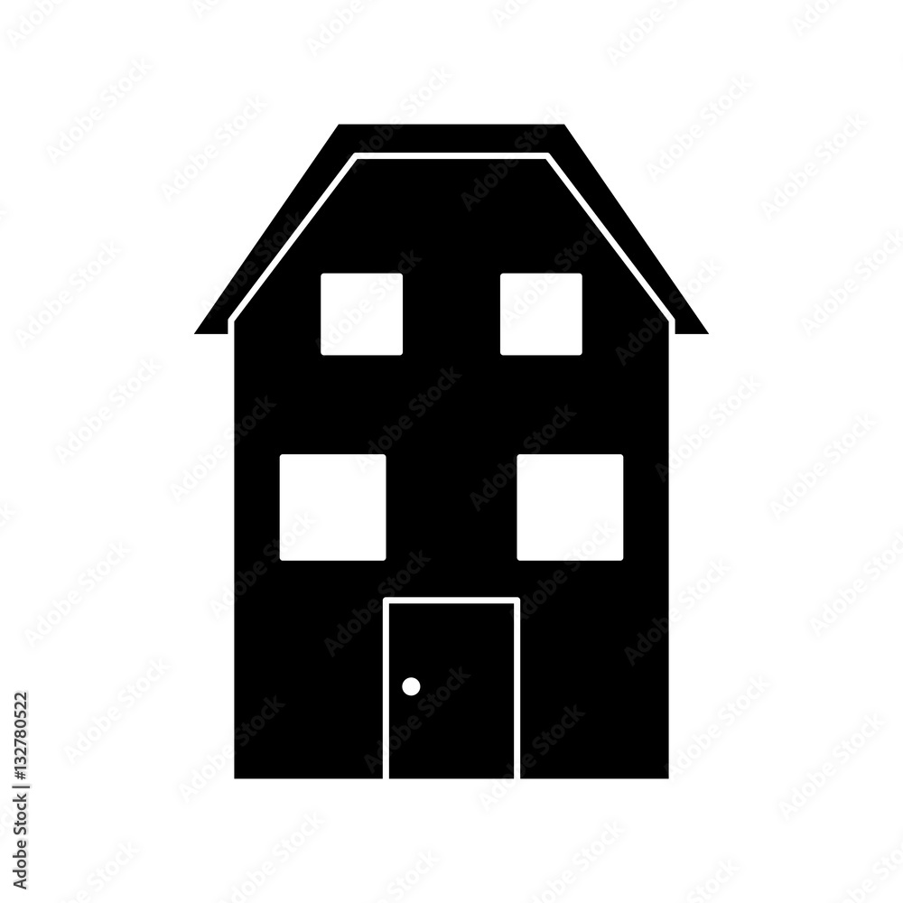 silhouette modern home style windows vector illustration eps 10 Stock ...