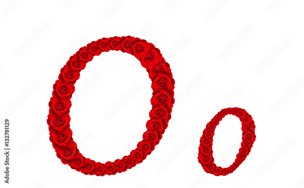 Rose alphabet - Alphabet letter O and o made from red rose bloss Stock ...