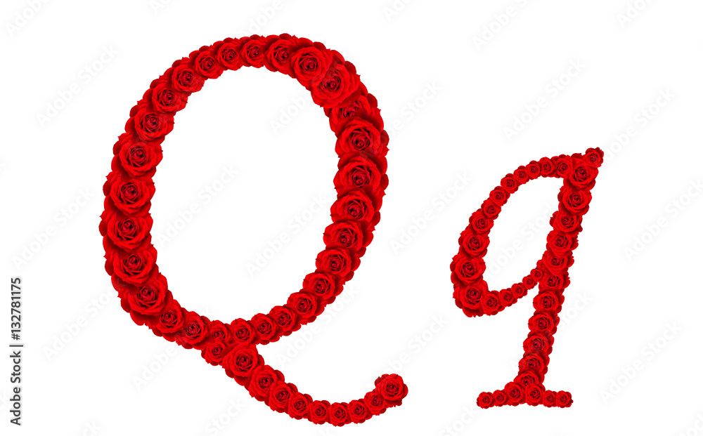 Rose alphabet - Alphabet letter Q and q made from red rose bloss Stock ...