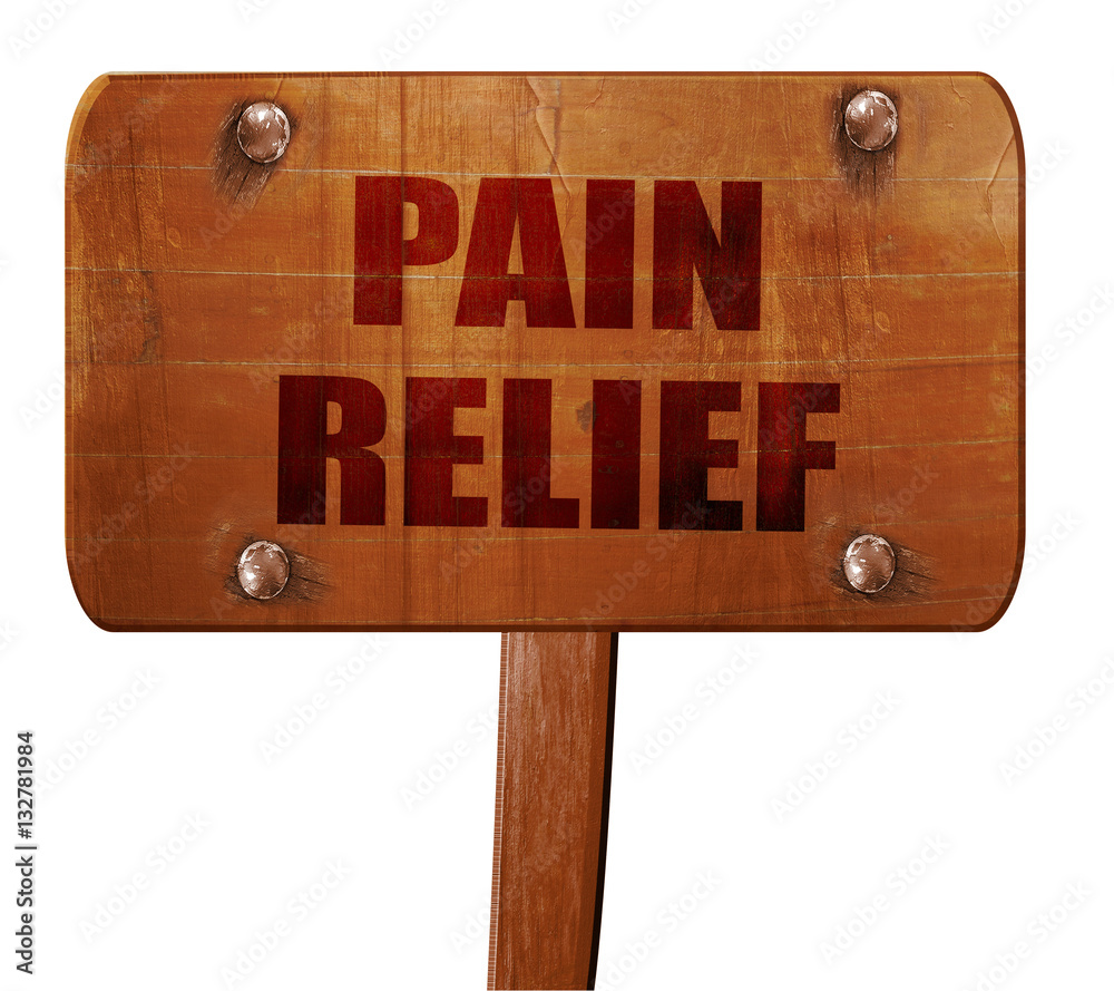 pain relief, 3D rendering, text on wooden sign Stock Illustration ...