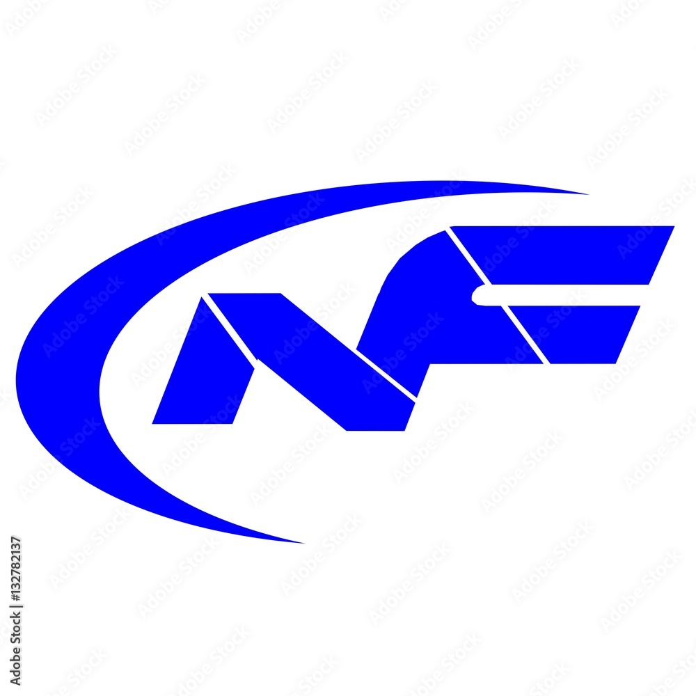 Vector initial letter NF logo icon blue color design template Stock ...