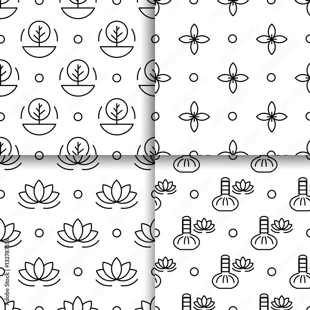 Set alternative medicine vector pattern with symbols of ayurvedic ...