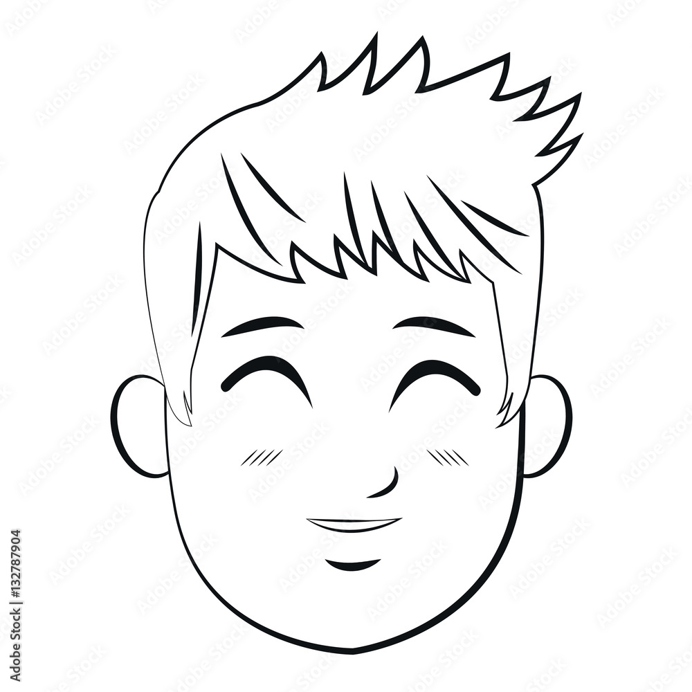 portrait head man young smiling outline vector illustration eps 10 ...