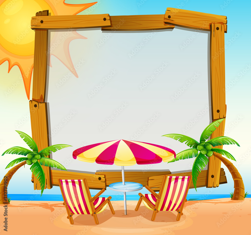 Frame template with beach in background Stock Vector | Adobe Stock