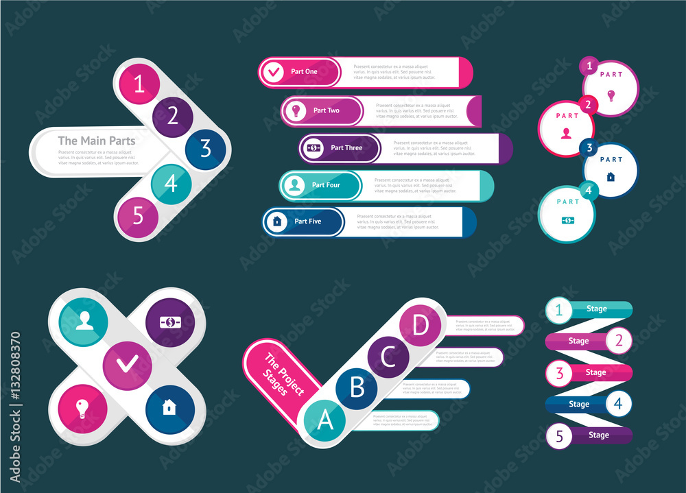 Abstract infographics element set isolated vector illustration ...
