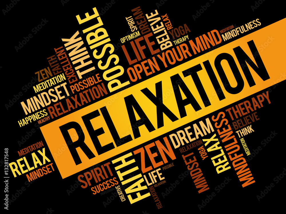 Relaxation word cloud collage, concept background Stock-Vektorgrafik ...