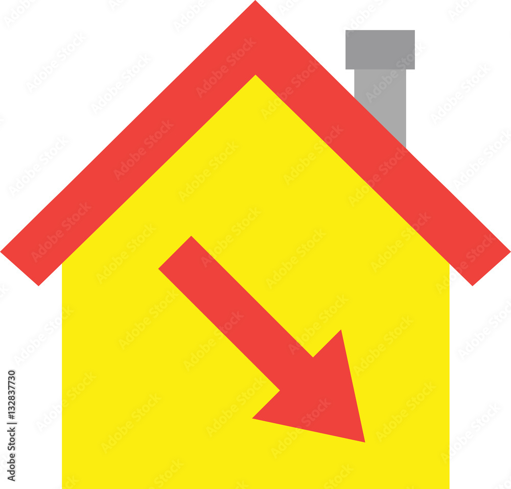 House with arrow pointing down Stock Vector | Adobe Stock