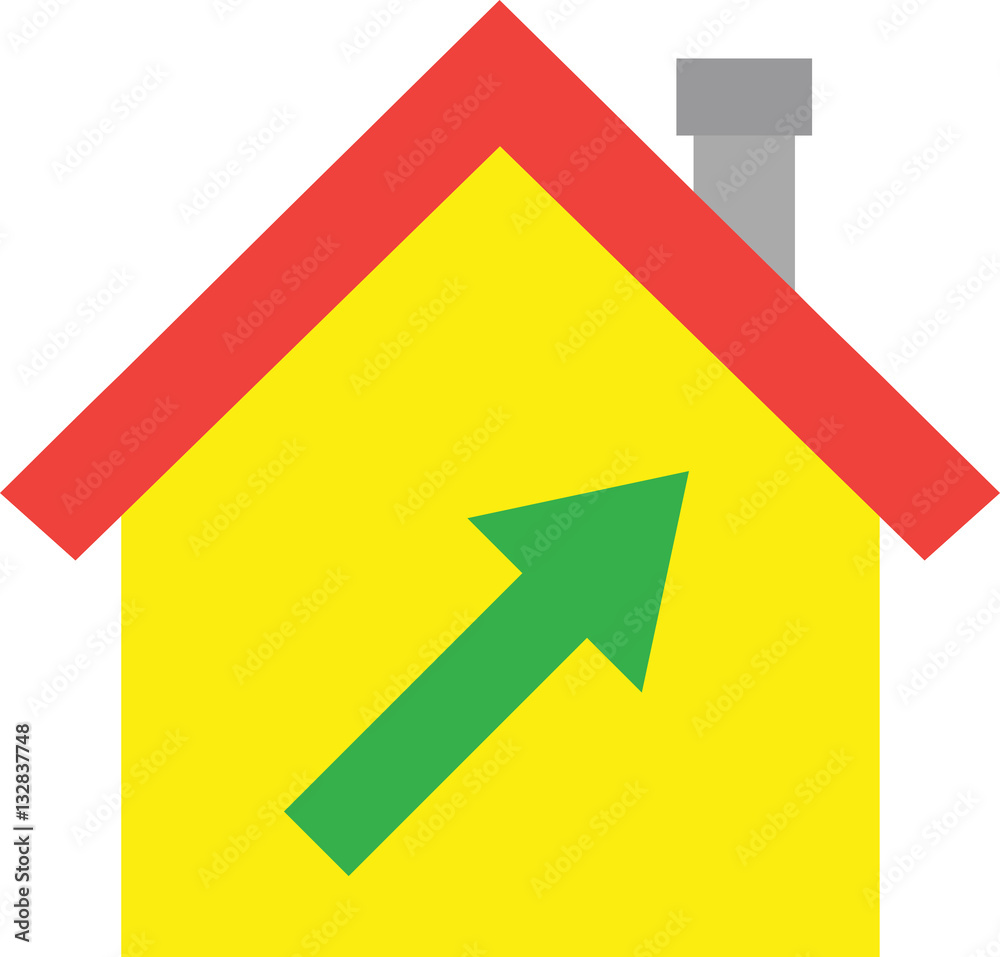 House with arrow pointing up Stock Vector | Adobe Stock