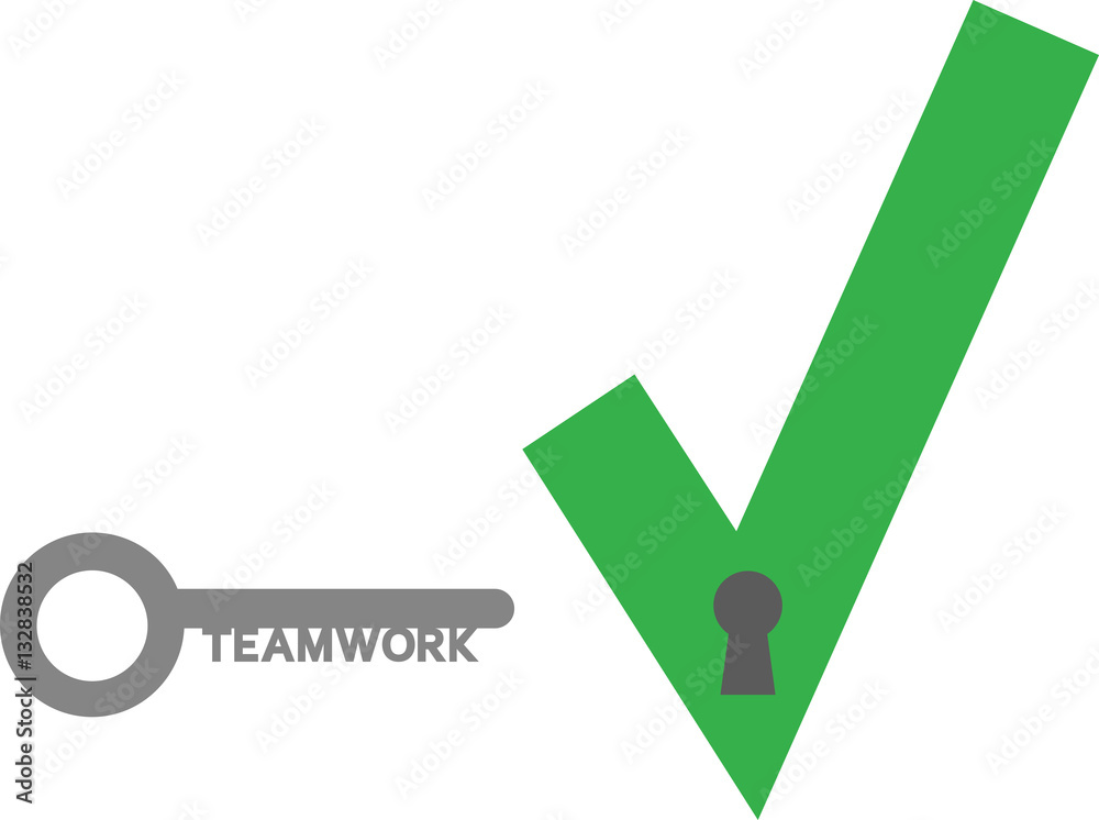 Check mark and teamwork key Stock Vector | Adobe Stock