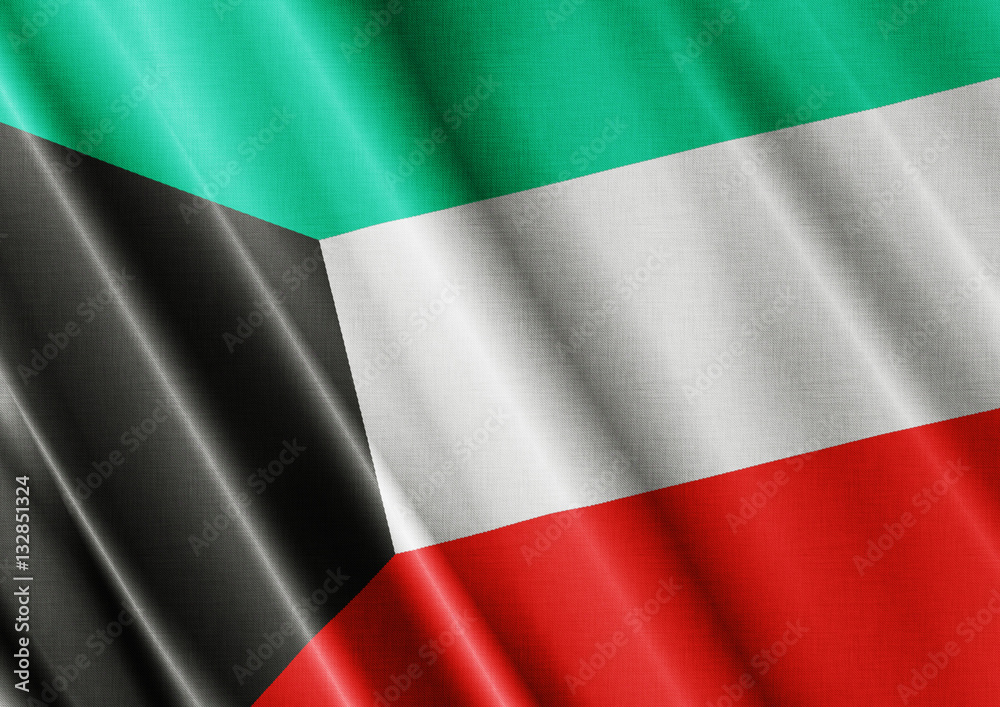 Kuwait waving flag close Stock Photo | Adobe Stock