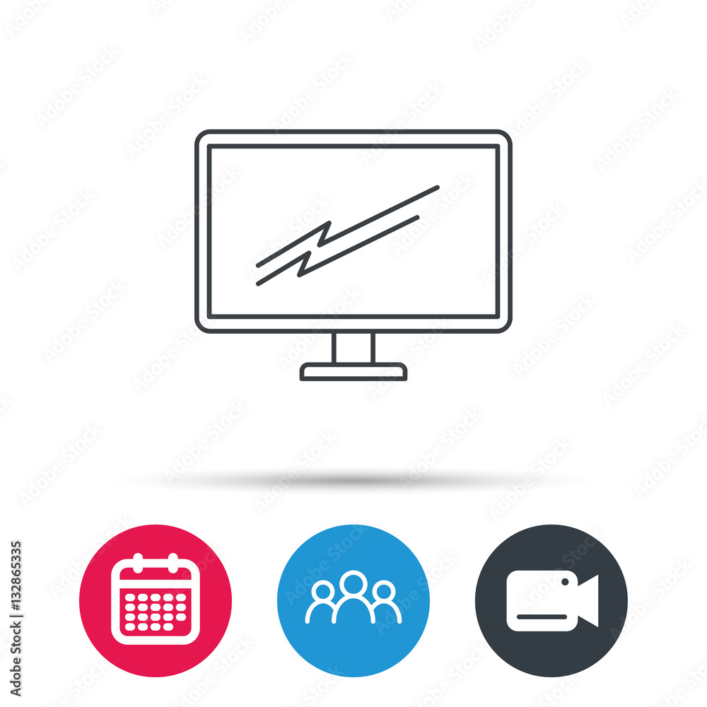 PC monitor icon. Led TV sign. Widescreen display symbol. Group of ...