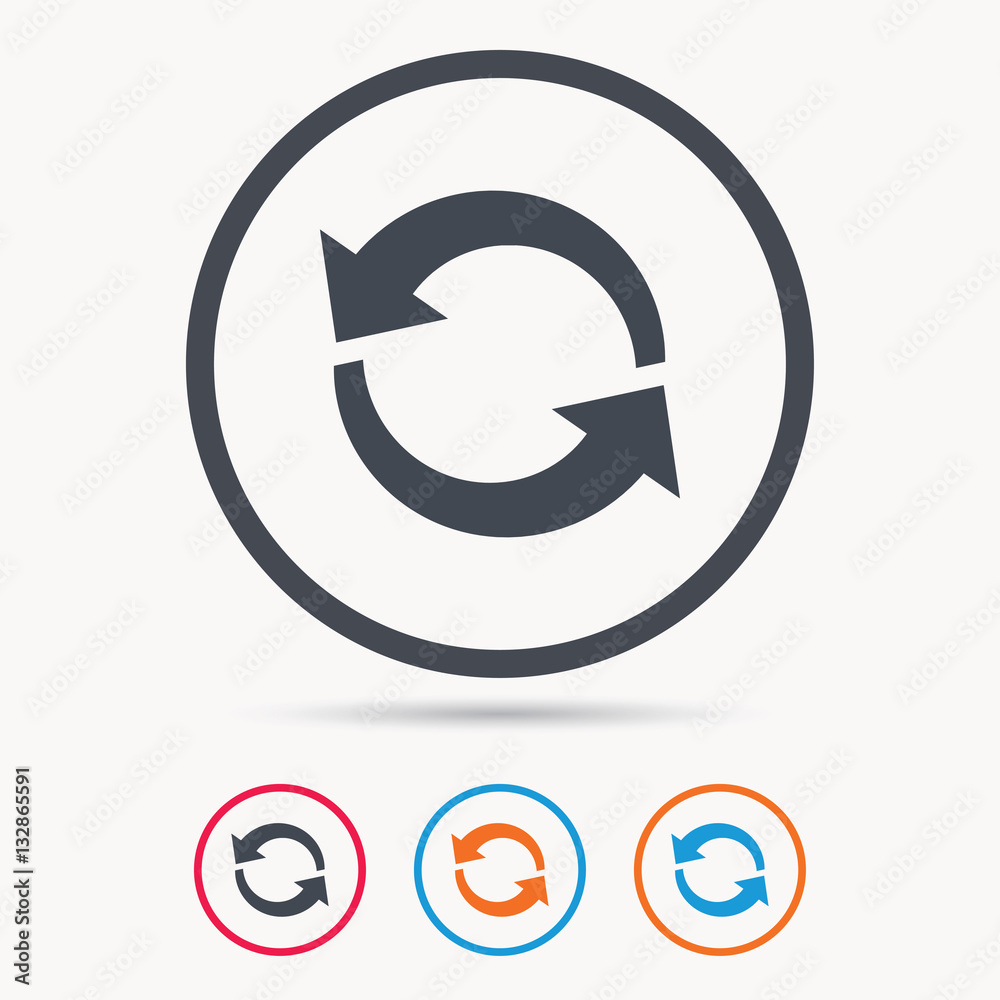 Update icon. Refresh or repeat symbol. Colored circle buttons with flat ...