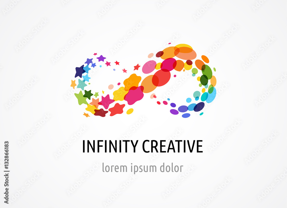 Creative, digital abstract colorful icon of infinity, endless symbol ...