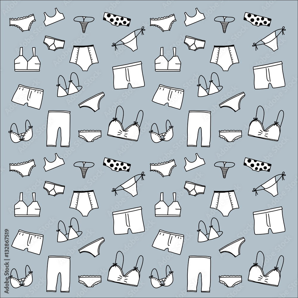 Underwear doodle drawing vector background objects Stock Vector | Adobe ...