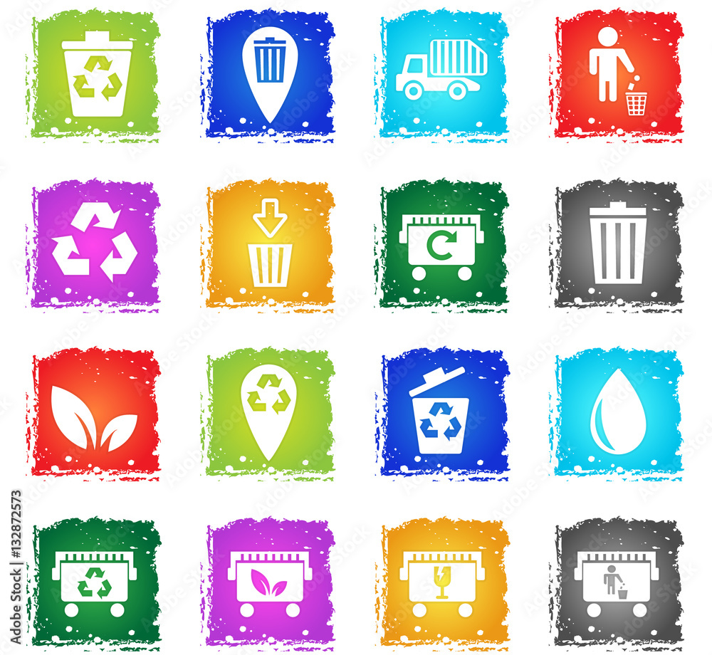 garbage icon set Stock Vector | Adobe Stock