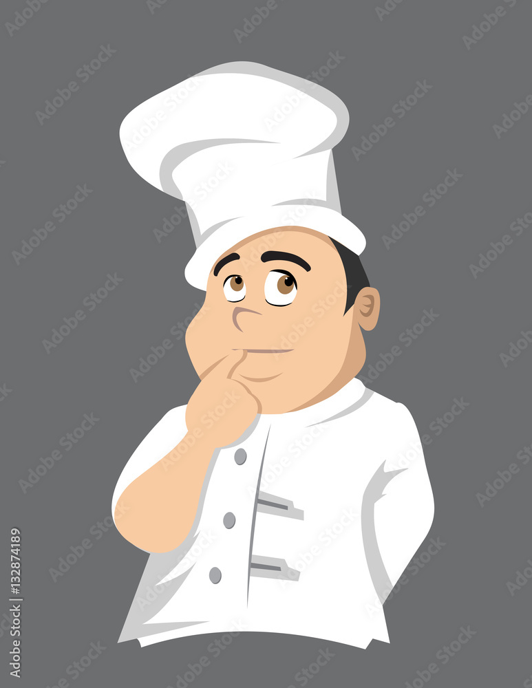 cartoon vector illustration of a chef thinking Stock Vector | Adobe Stock