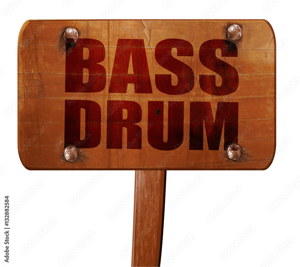 bass drum, 3D rendering, text on wooden sign Stock-Illustration | Adobe ...